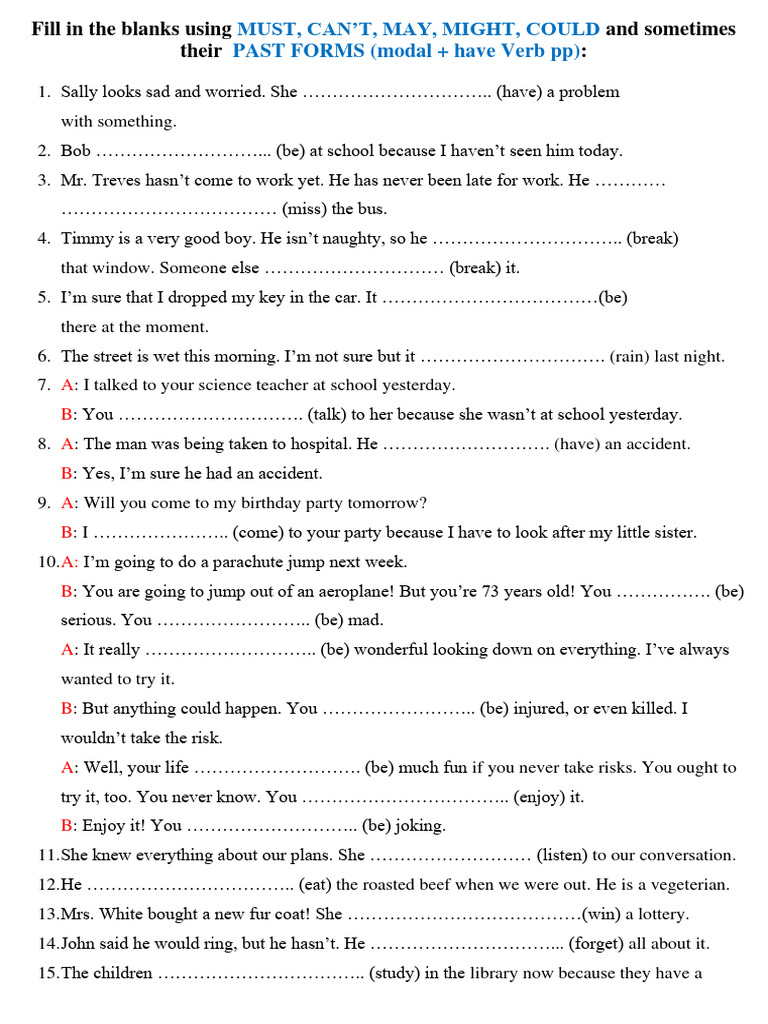 Modal Auxiliaries Practice | PDF | Language Arts & Discipline