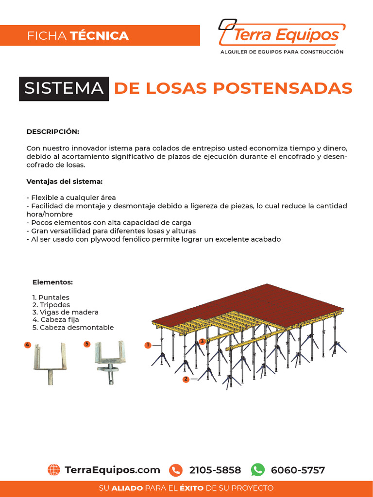 Ficha Técnica Sistema de Losas Postensadas | PDF | Hogar, jardinería y ...