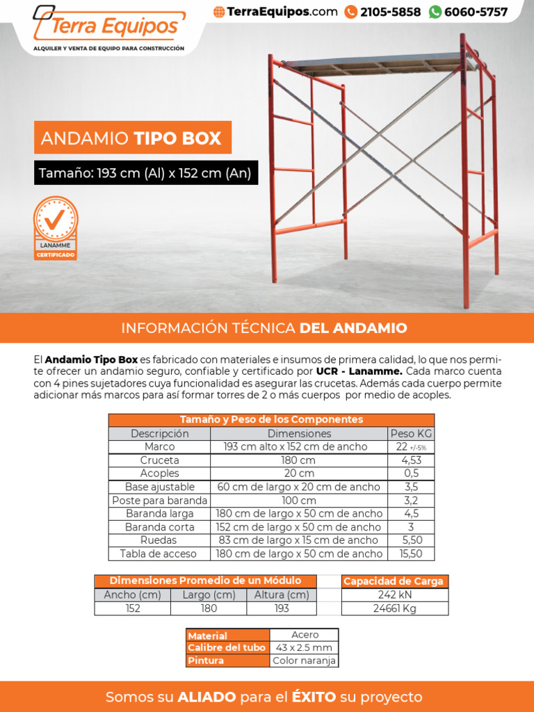 Andamio Tipo Box: Especificaciones y Venta | PDF | Sector secundario de ...
