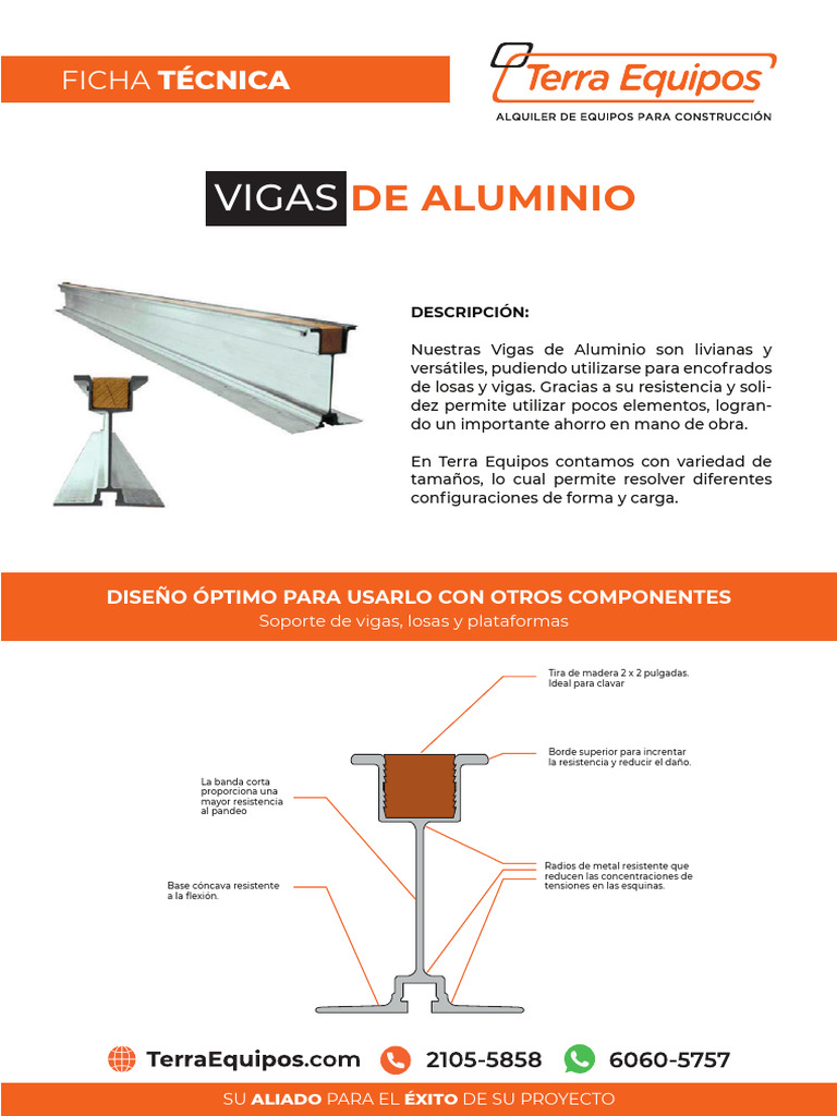 Ficha Tecnica Vigas de Aluminio 1 | PDF | Viga (Estructura) | Pandeo