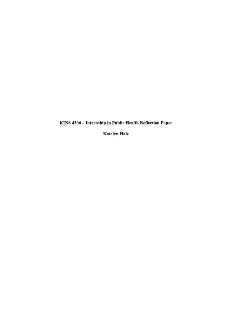 Public Health Internship Reflection Report | PDF | Dementia | Internship