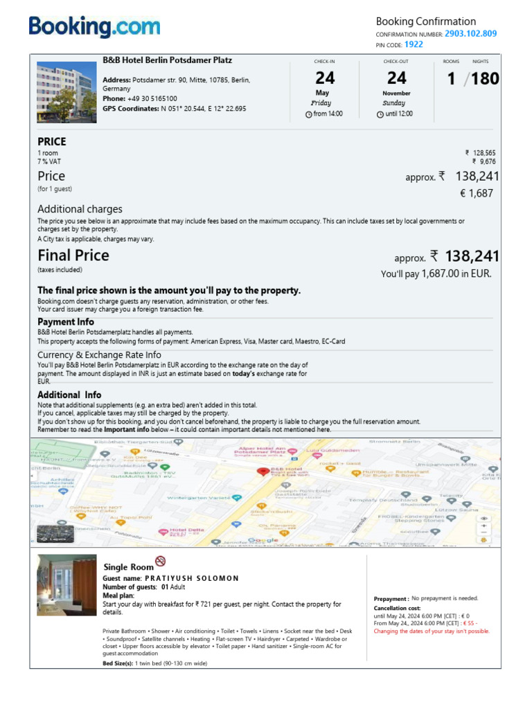 Hotel Confirmation | PDF | Payments | Taxes