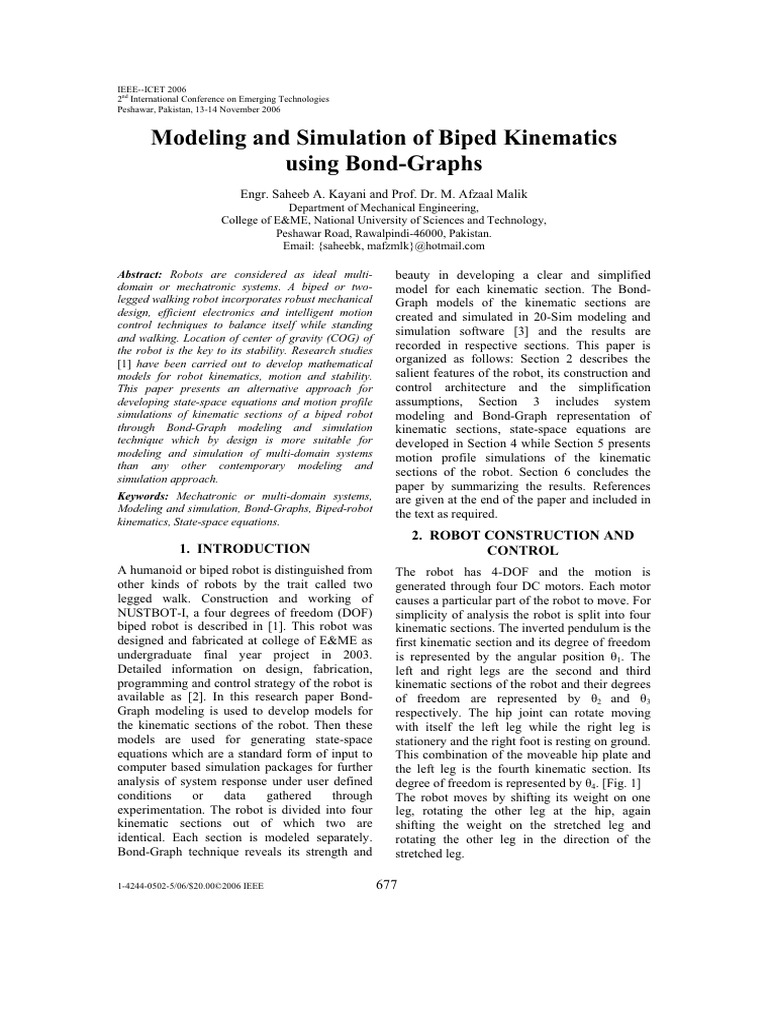 (2006) Modeling and Simulation of Biped Kinematics Using Bond-Graphs | Download Free PDF ...
