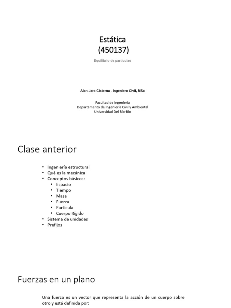 EstaÌ tica Clase 1 | PDF | Fuerza | Vector Euclidiano