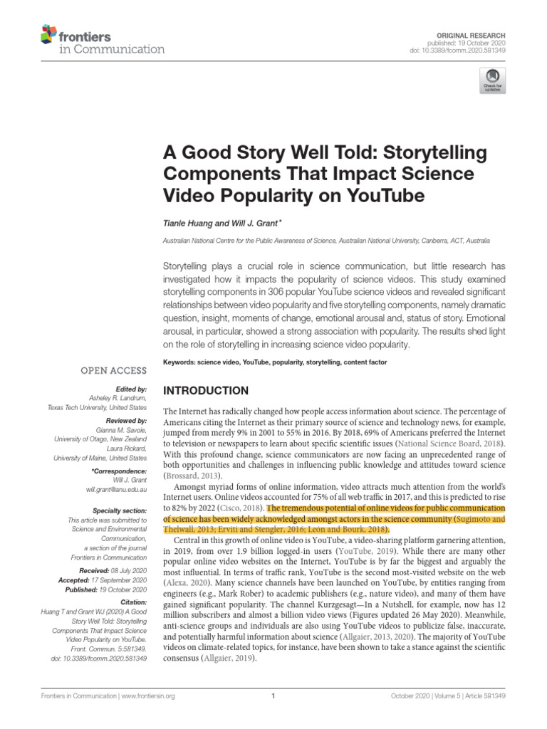 IMPORTANTE OK Storytelling Impact Science Views | Download Free PDF | Narration | You Tube