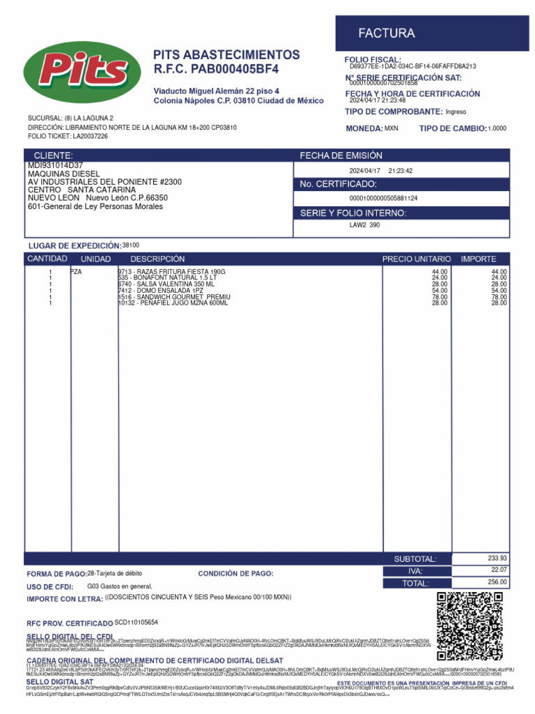 Factura Pits | PDF