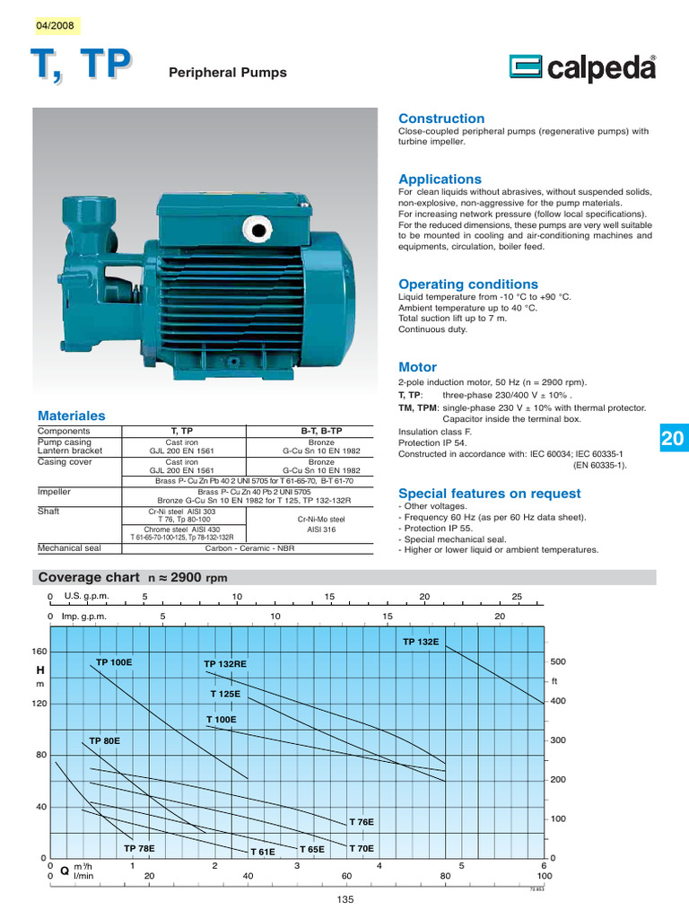 SERIE T, TP, 50Hz | PDF | Pump | Mechanical Engineering