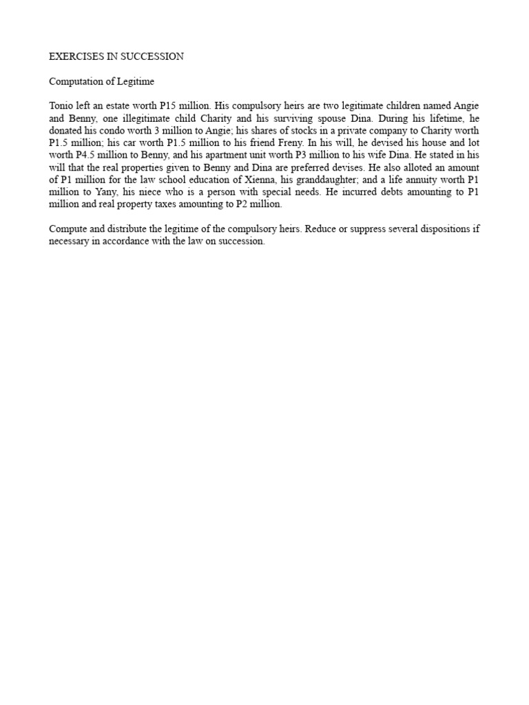 Exercises in Succession Students | PDF