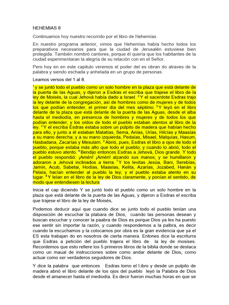 Nehemias 8 | PDF | Biblia | Dios