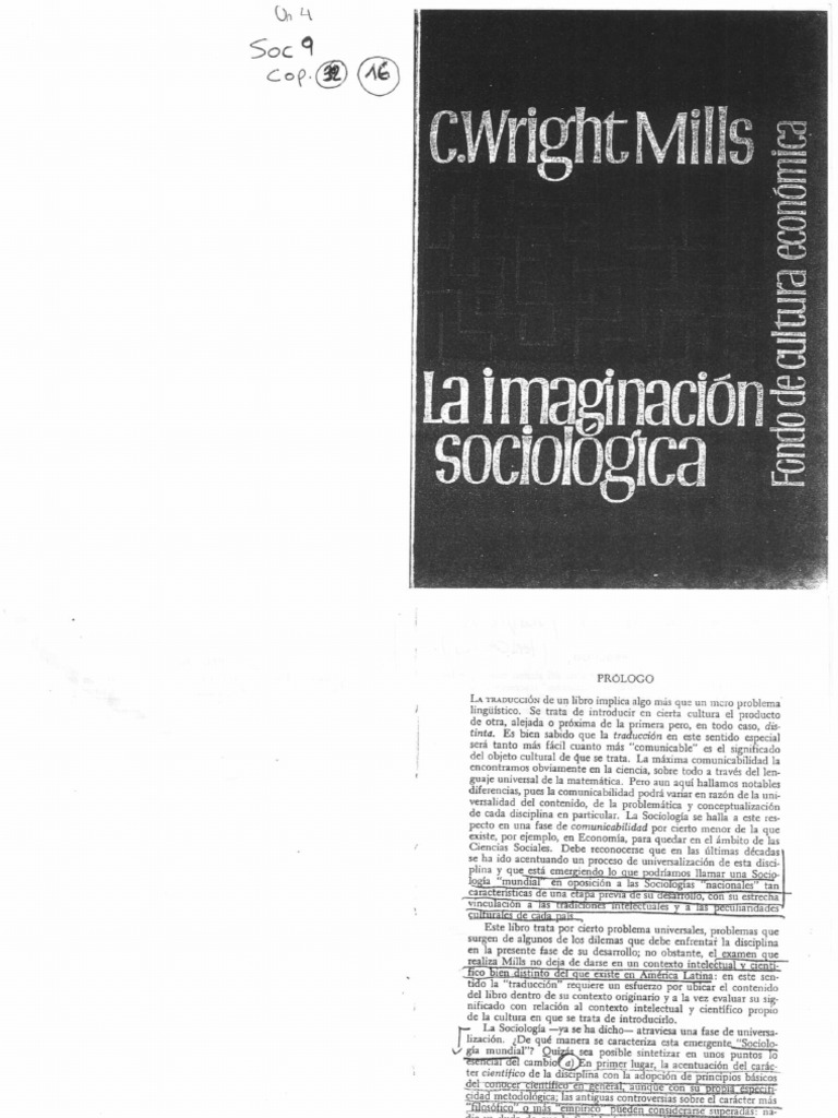Prologo - La imaginacion sociologica - Charles Wright Mills | PDF