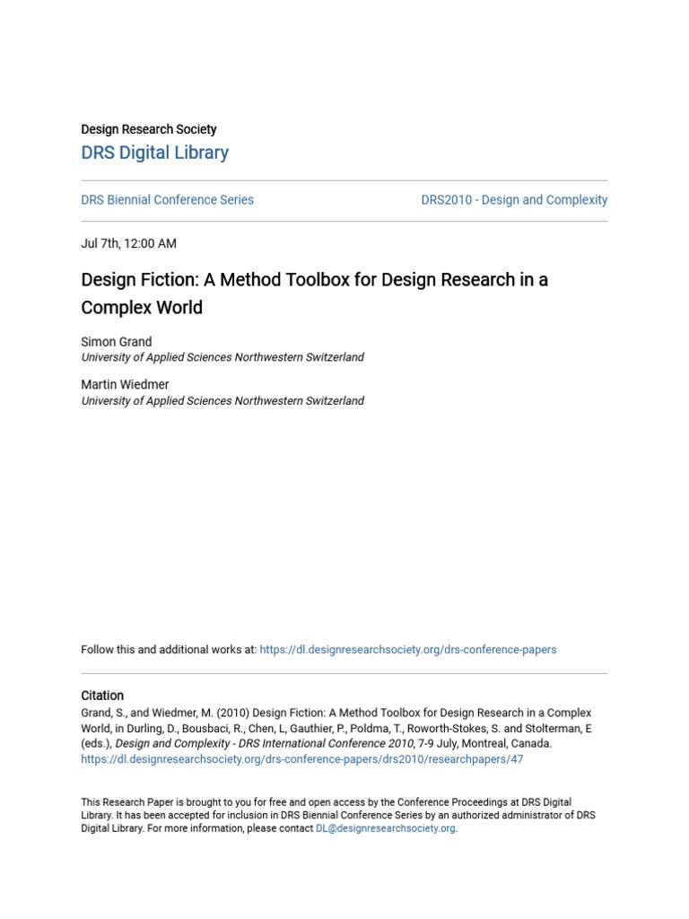 Design Fiction Toolbox for Research | PDF | Design | Scientific Method