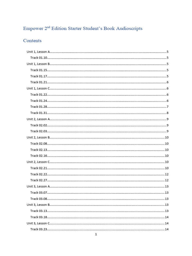 Empower 2nd Edition Starter Student's Book Audioscripts | PDF ...