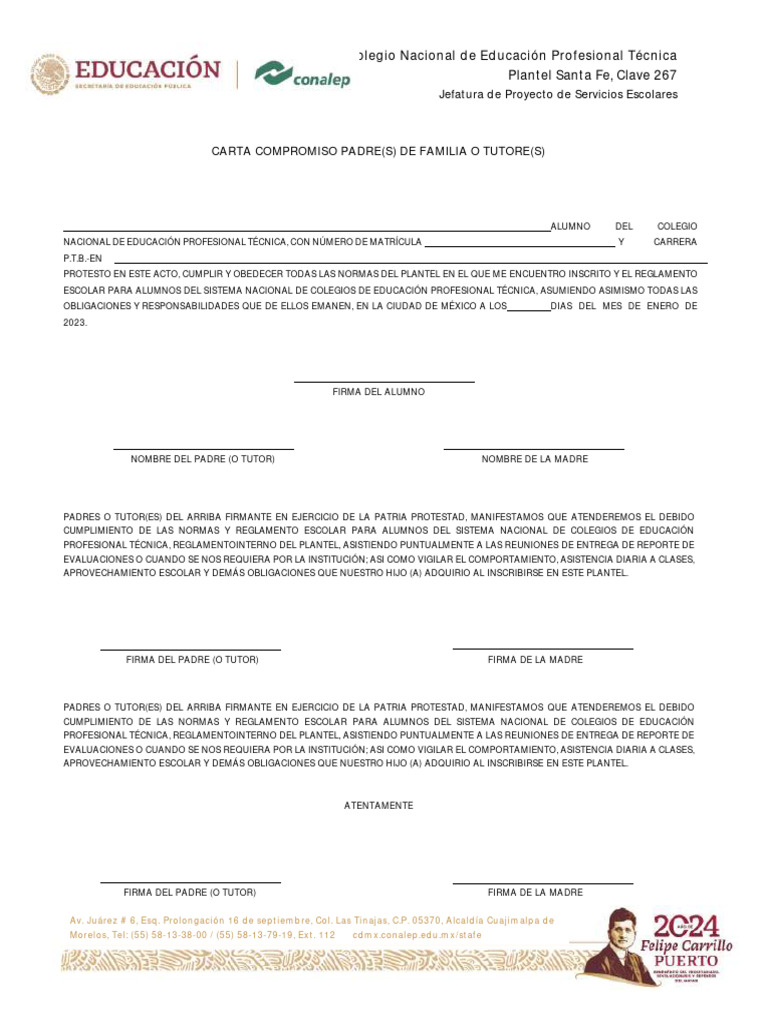 Carta Compromiso 2024 | PDF