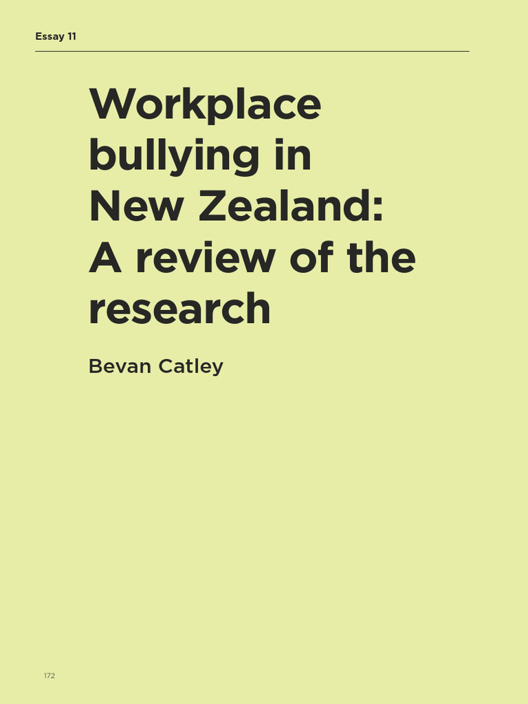 WKS 7 Mentally Healthy Work in Aotearoa New Zealand Workplace Bullying ...