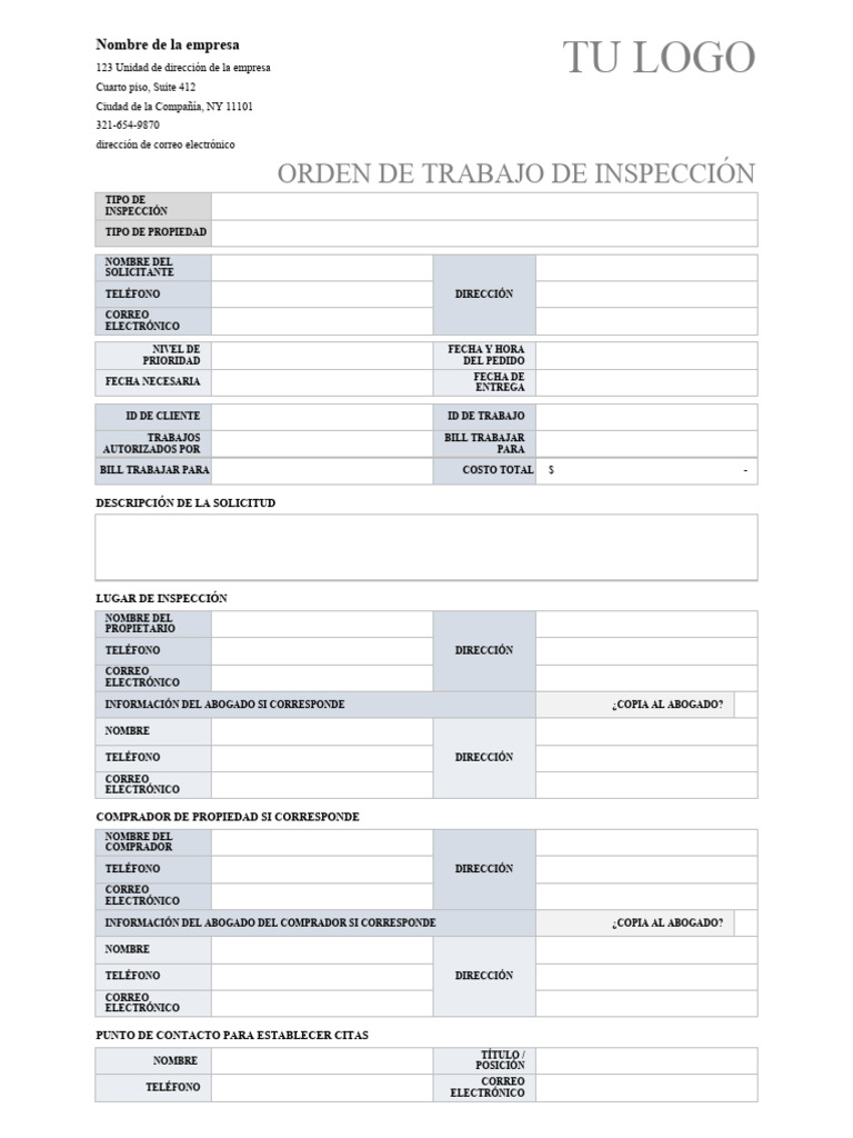 IC Inspection Work Order Template 27207 - ES | PDF | Informática