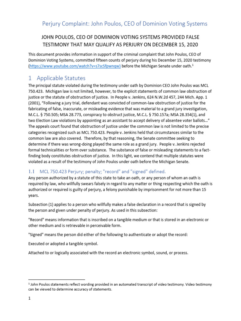 Criminal Complaint Against John Poulos | PDF | File Transfer Protocol | Perjury