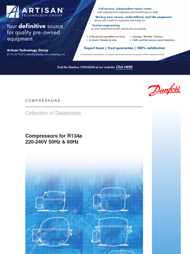 Danfoss R134A 220 240V Compressors Datasheets | Download Free PDF ...
