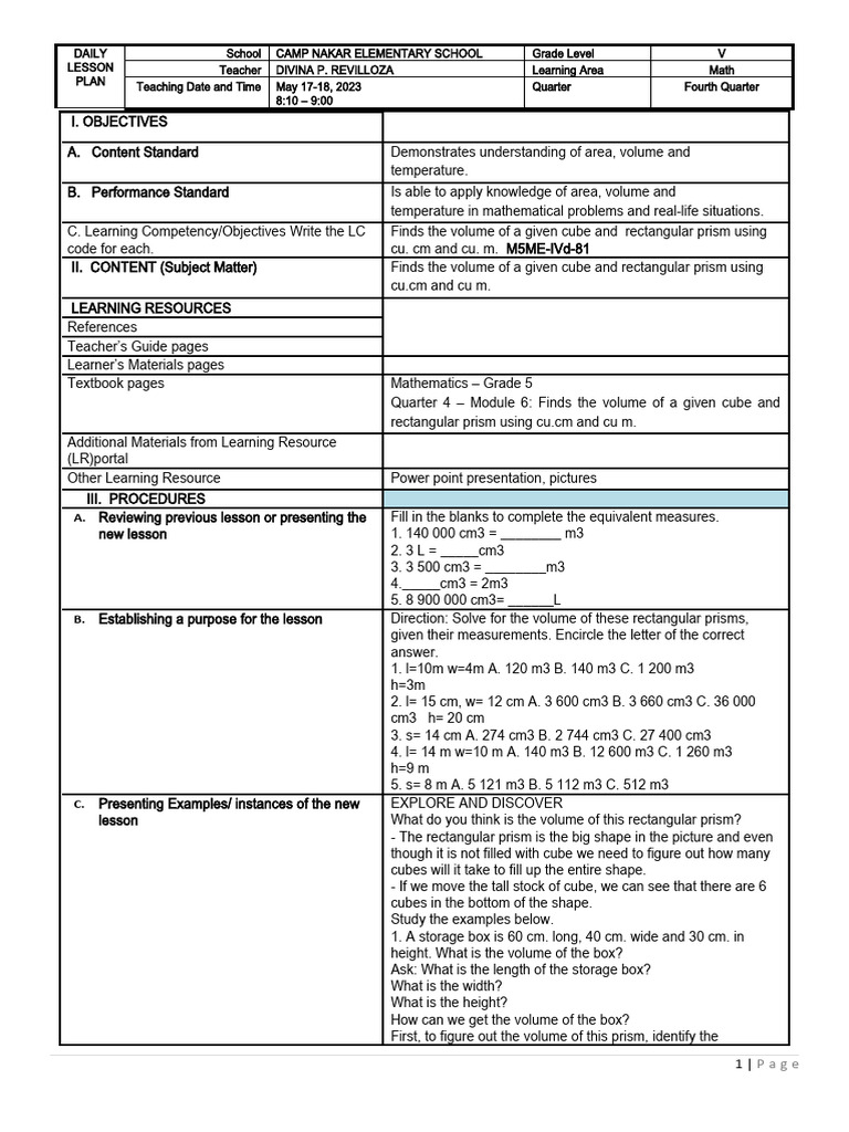 Math Day 3-4 | PDF | Volume | Length