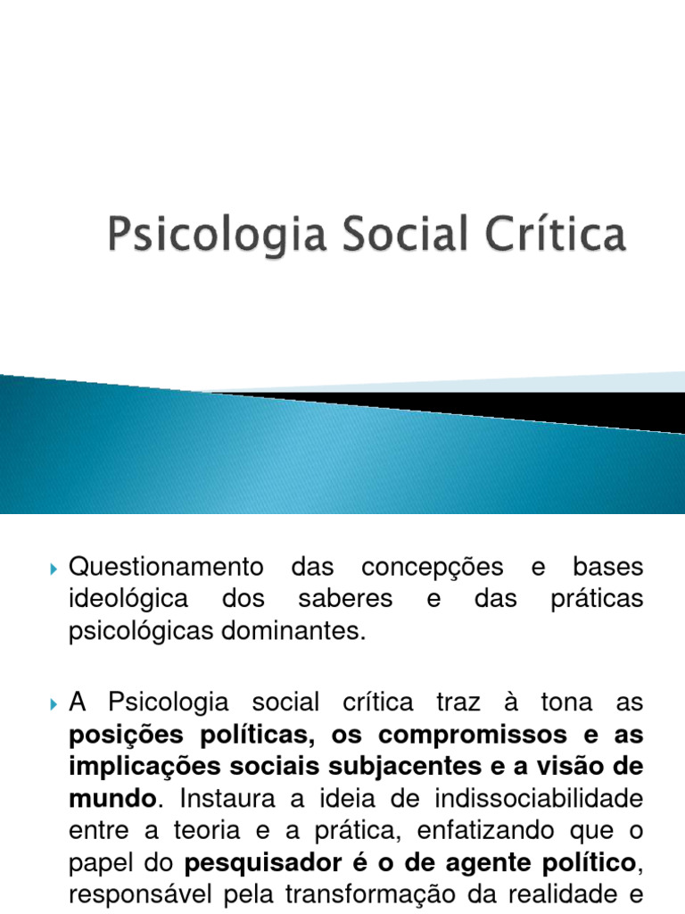 Psicologia Social Crítica e Identidade | PDF | Psicologia | Sociologia