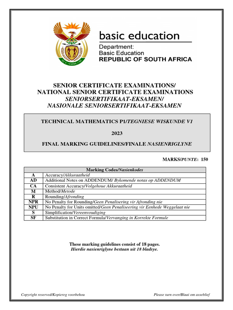 Technical Mathematics P1 May-June 2023 MG Afr - Eng | PDF | Algebraic ...