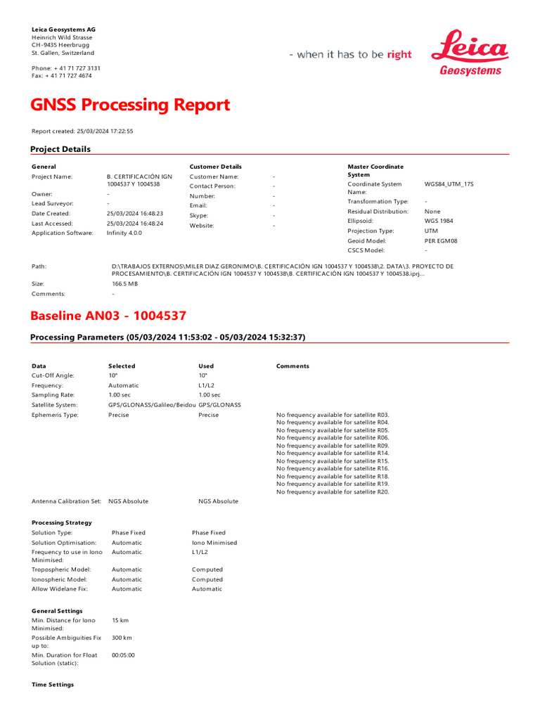 GNSS Processing Report: Baseline AN03 - 1004537 | PDF | Geodesy | Navigation