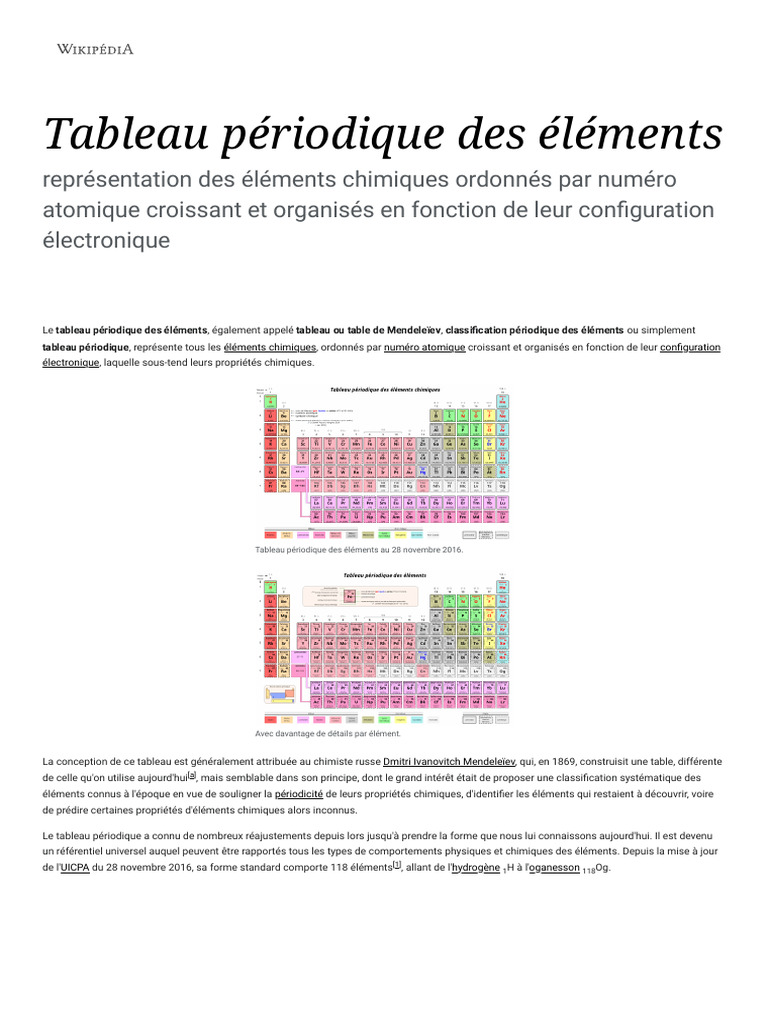 Tableau Périodique des Éléments Détail | PDF | Tableau périodique | Métaux