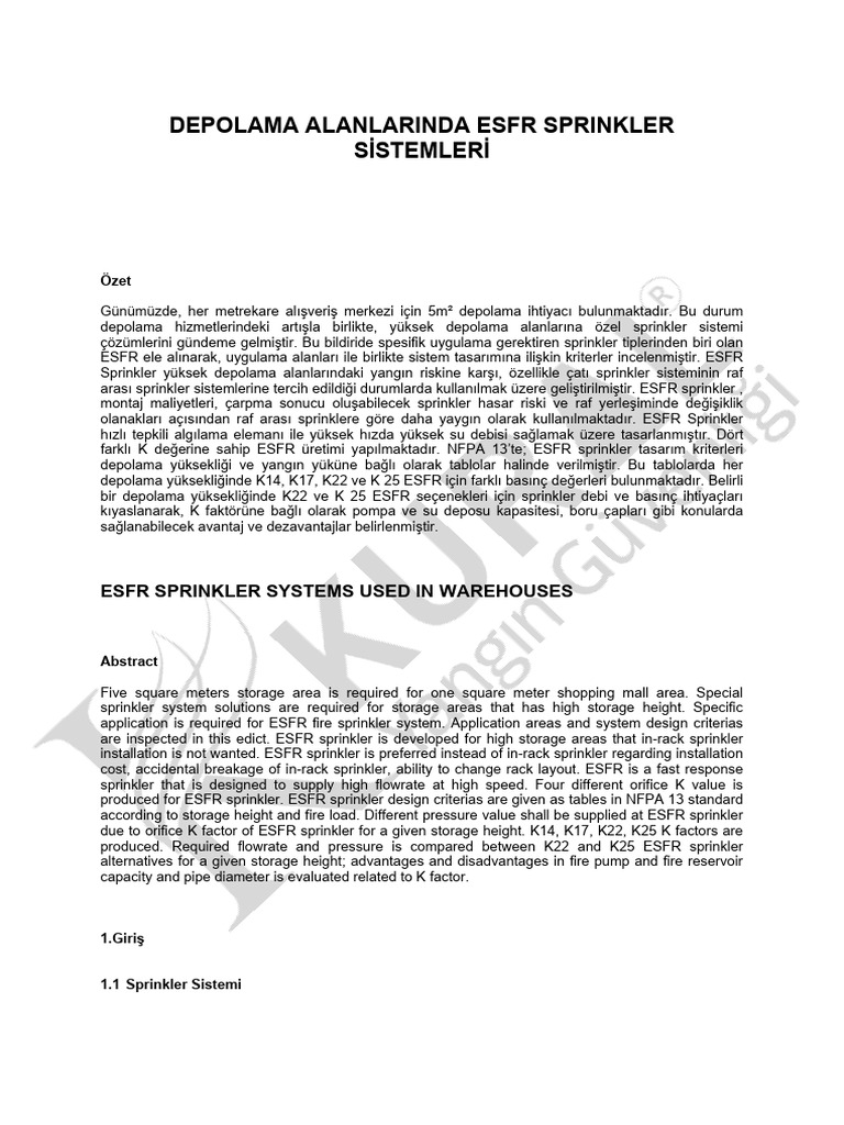 Esfr Spri̇nkler Kullani̇mi̇ | PDF
