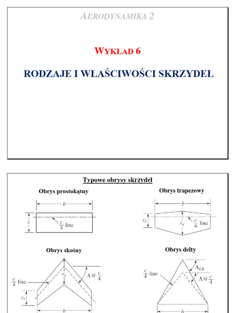 W6 RodzajeiWlasciwosciSkrzydel-1 | PDF