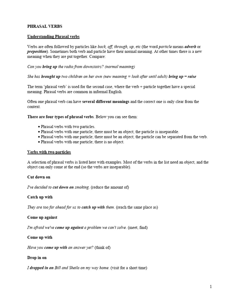 Phrasal verbs - Teoría | PDF | Verb | Semantic Units