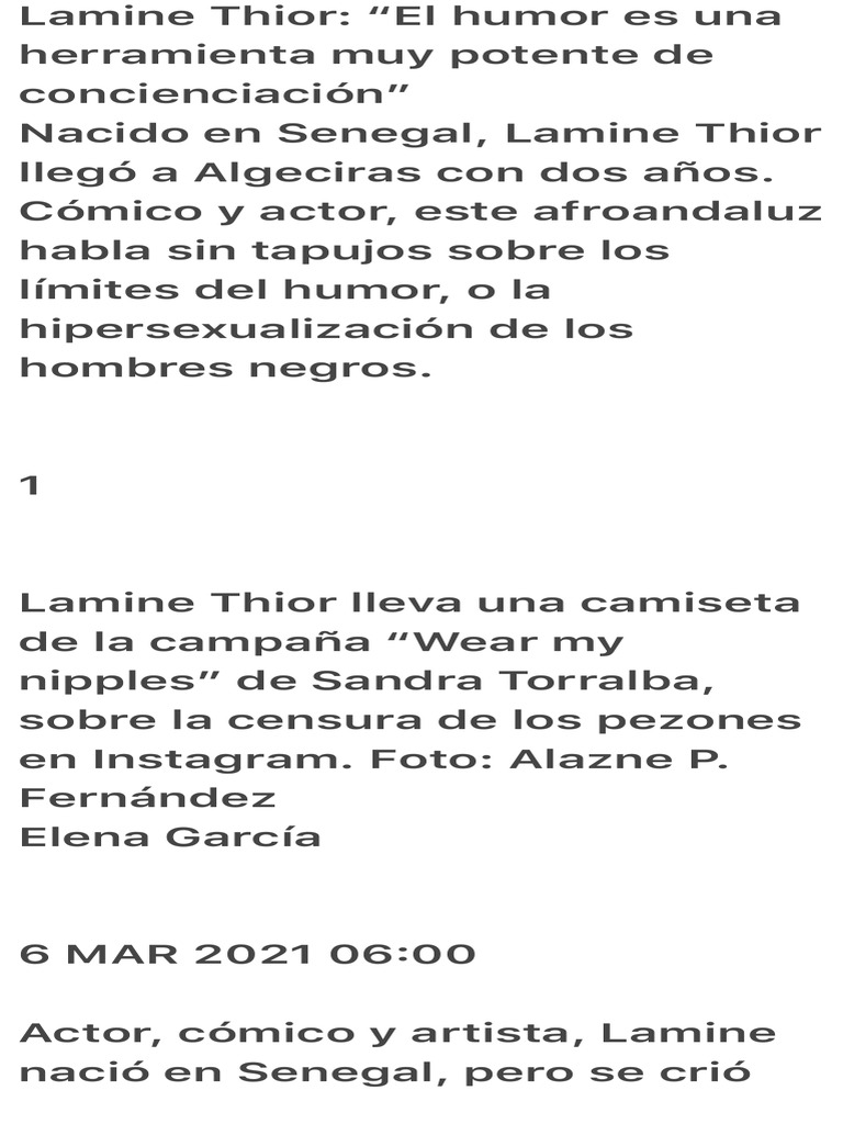 Lamine Thior "El Humor Es Una Herramienta Muy Potente de Concienciación ...