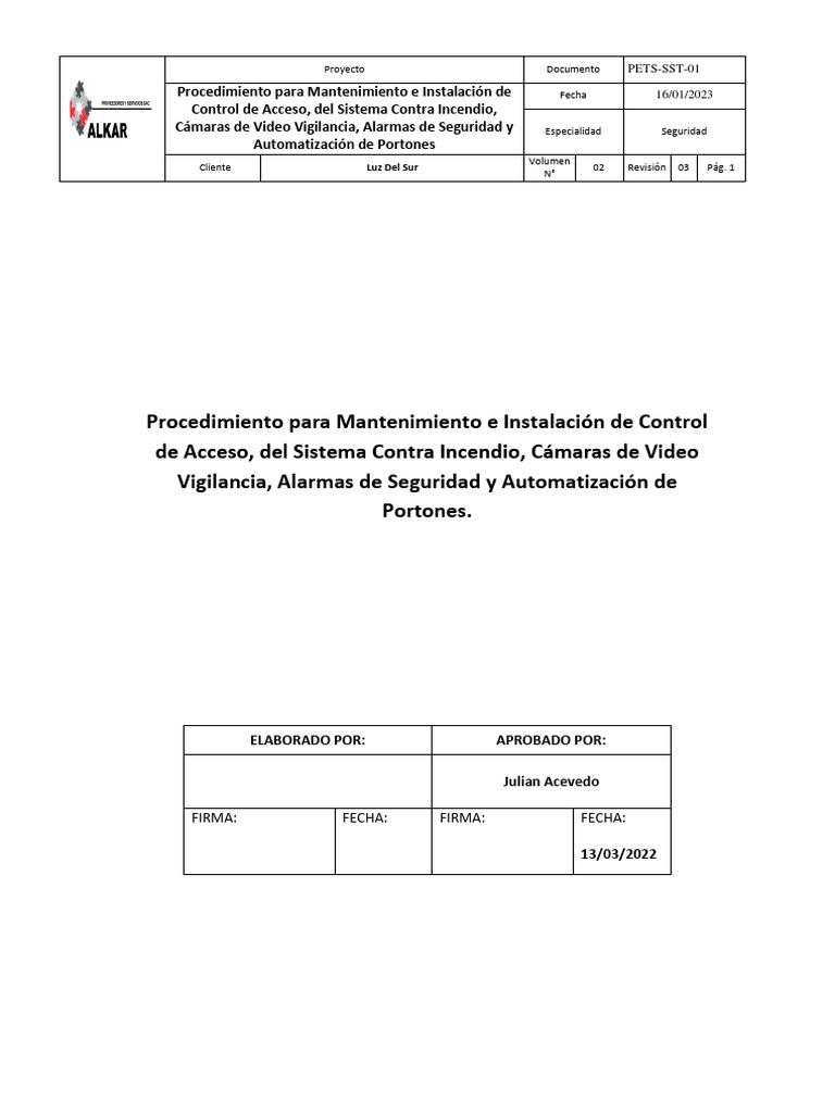5 - Procedimiento de instalacion de control de acceso ,instalacion de ...
