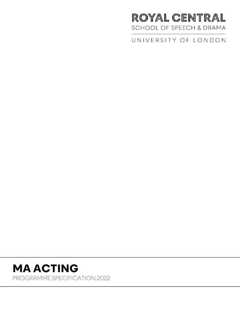 MA Acting 2022 Programme Specification | PDF | Acting | Knowledge