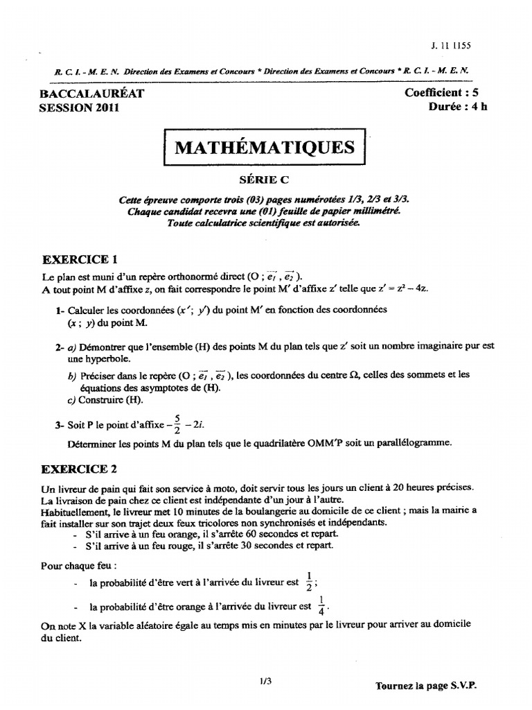 Bac C Math 2011 | PDF