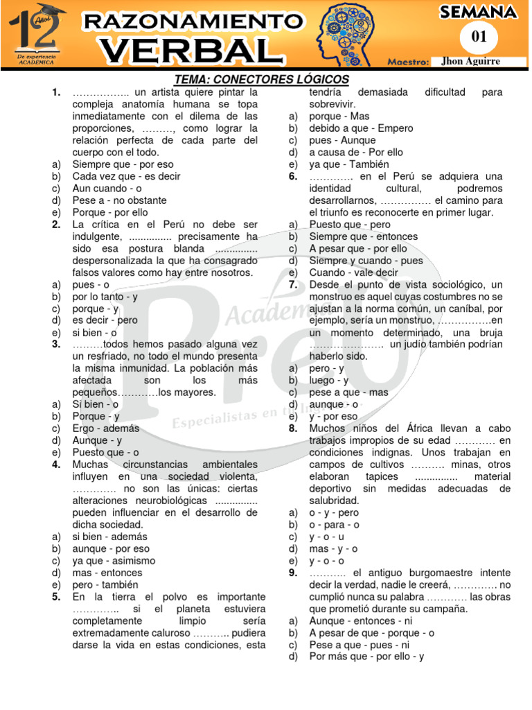 Semana n8 RV - Aguirre Preu 2024 Raz. Verbal | PDF