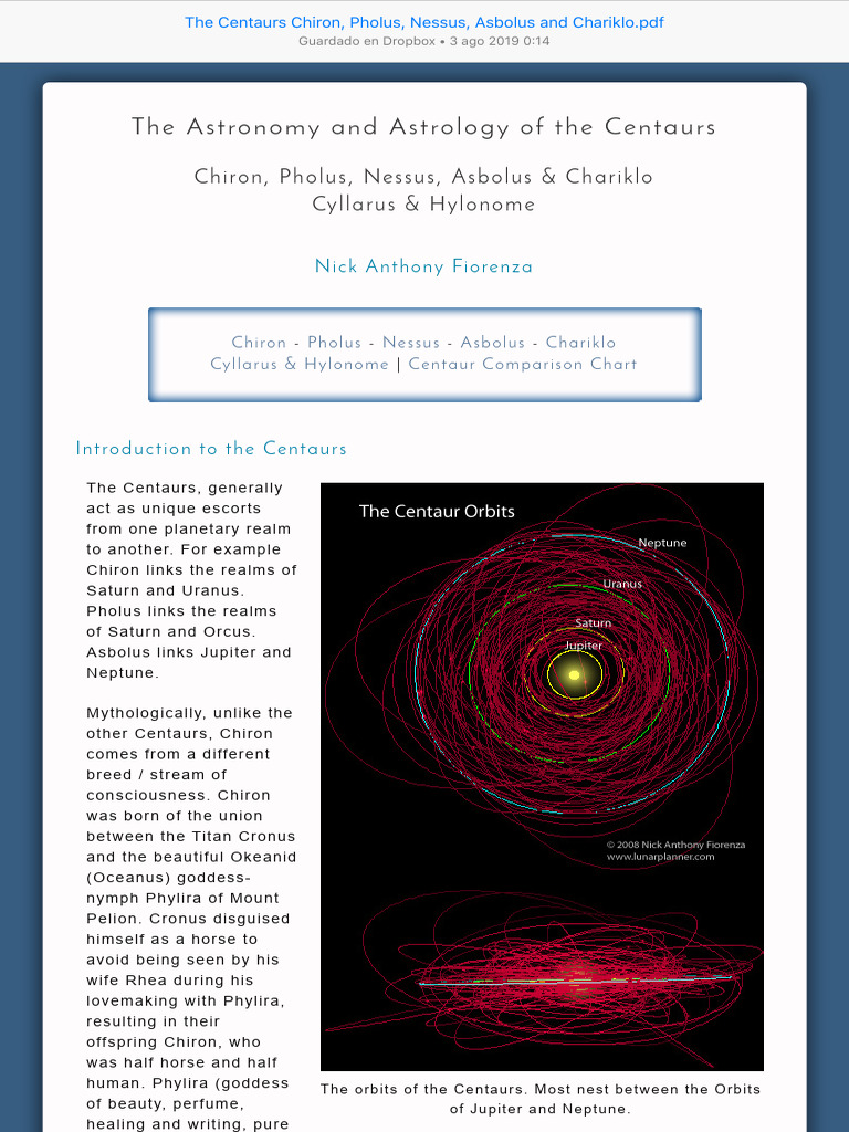 LIBRO The Centaurs Chiron, Pholus, Nessus, Asbolus and Chariklo | PDF ...