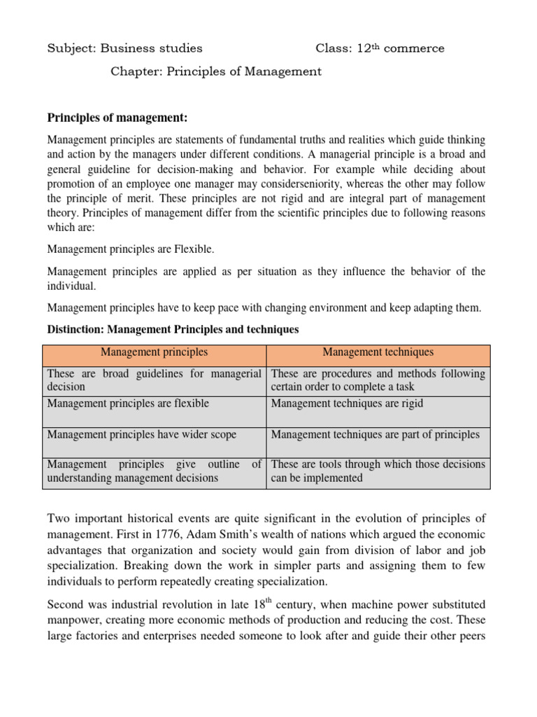Principles of Management | Download Free PDF | Employment | Division Of ...