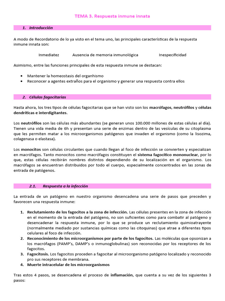 TEMA 3. La Respuesta Inmune Innata | PDF | Sistema complementario ...