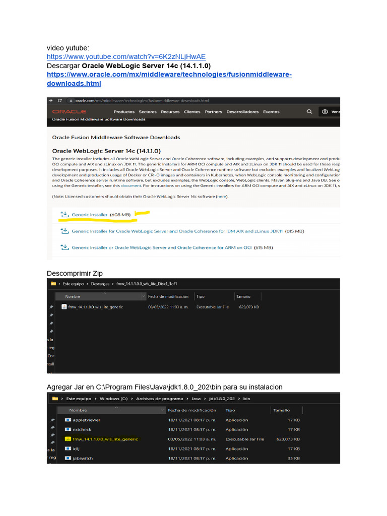 Install Oracle WebLogic Server 14c (14.1.1.0) | PDF