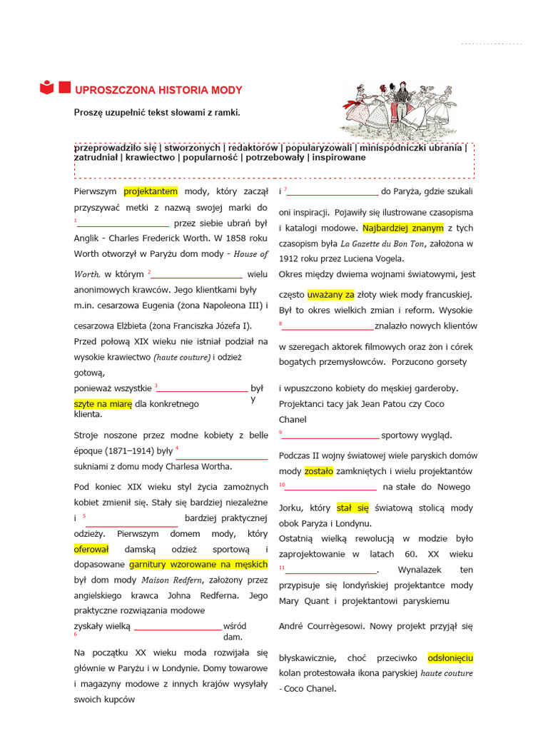 Zadanie Domowe 50 Historia Mody | PDF