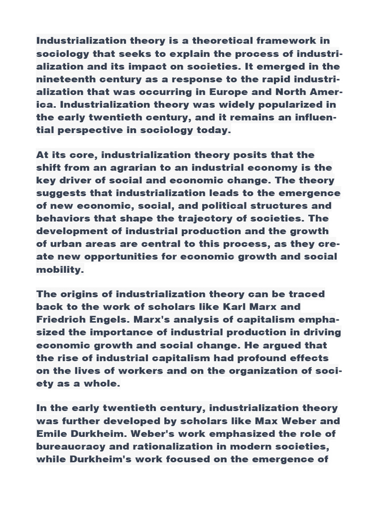 Industrialization Theory Definition by AI | PDF | Sociology | Max Weber