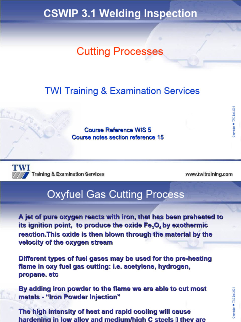 Thermal Cutting Processes | PDF | Chemistry | Process Engineering