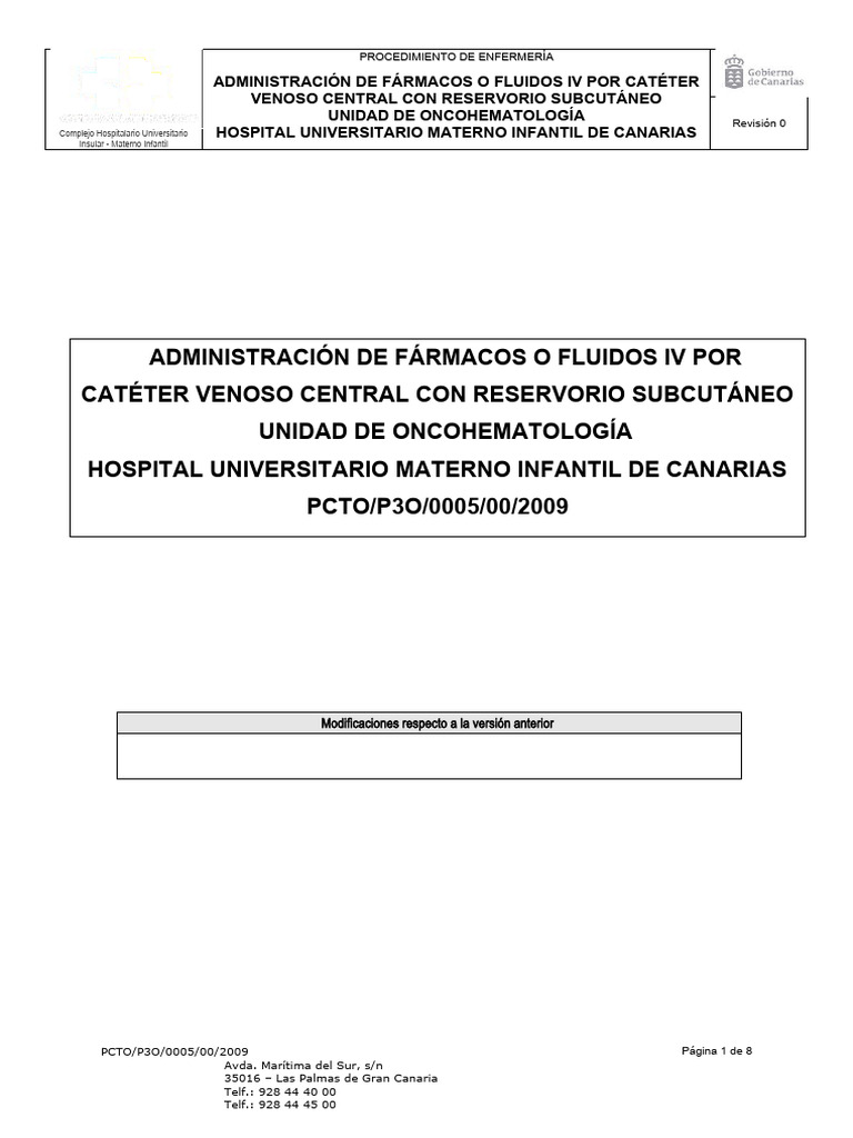5.Admon Farmacos x Cvc Con Reservorio Sub | PDF | Terapia intravenosa ...
