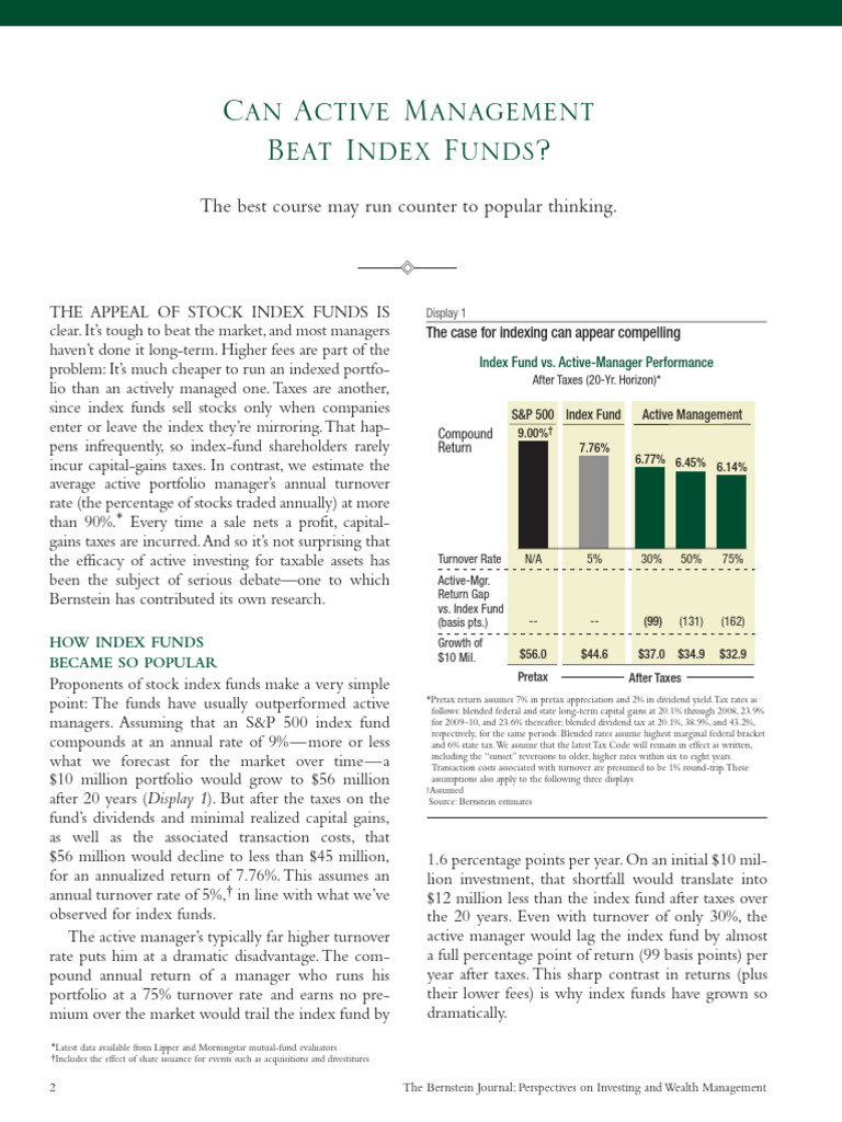 Can Active Funds Beat Indexing Bernstein | PDF | Index Fund | Investing