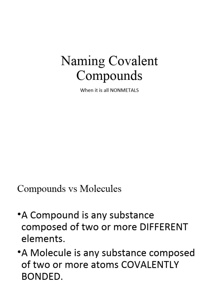 6 Naming Covalent Compounds | PDF | Chemical Compounds | Chemical Bond