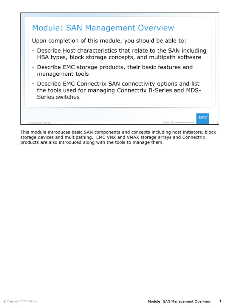 01 MR-1CP-SANMGMT - SAN Management Overview - v4.0.1 | PDF | Network ...