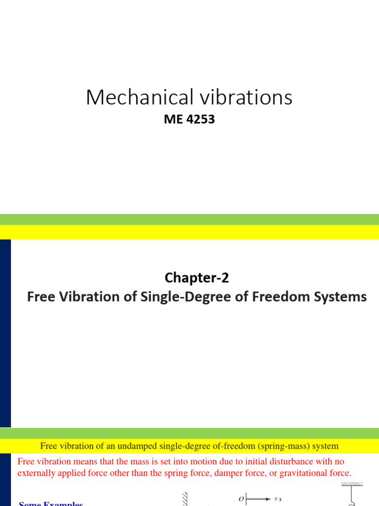 Free Vibration in Spring-Mass Systems | PDF | Force | Oscillation