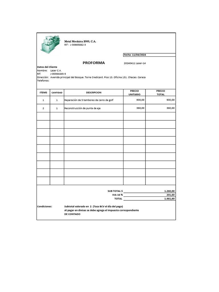 PROFORMA 11-04-24 Laser-14 | PDF | Comercio | Mercado (economía)