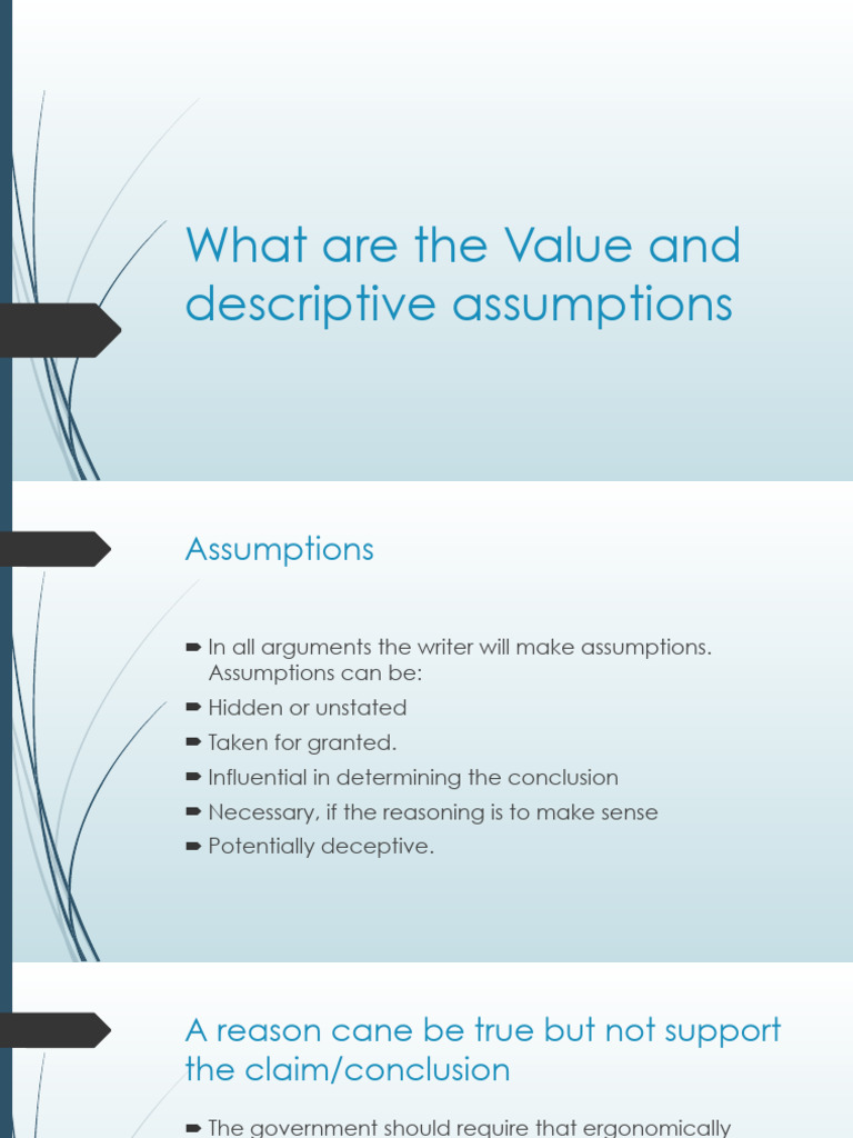 What Are The Value and Descriptive Assumptions | PDF | Reason | Internet Service Provider
