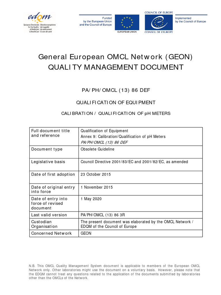 pH Meter Qualification Guidelines | PDF