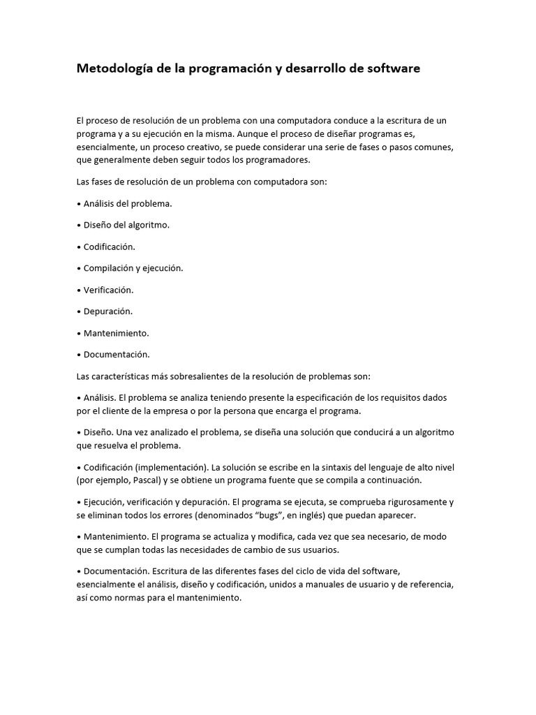 Metodología de La Programación y Desarrollo de Software | Descargar gratis PDF | Programación ...